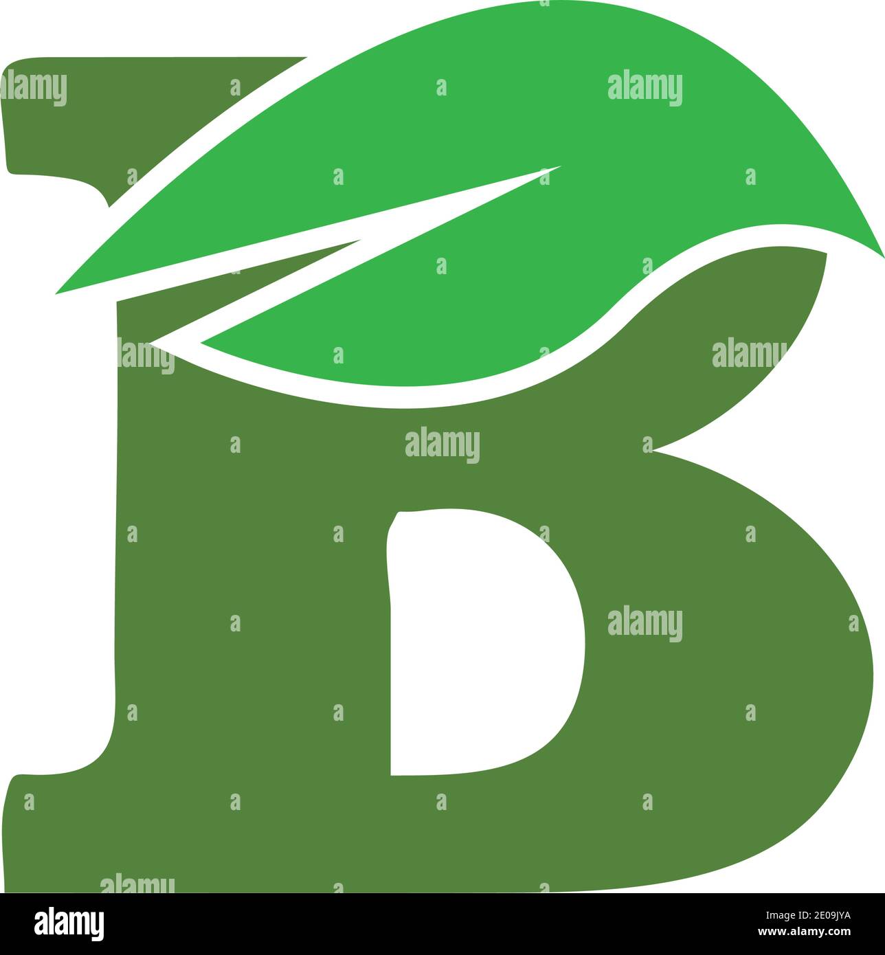 Green leaf and letter B monogram logo design vector Stock Vector Image ...
