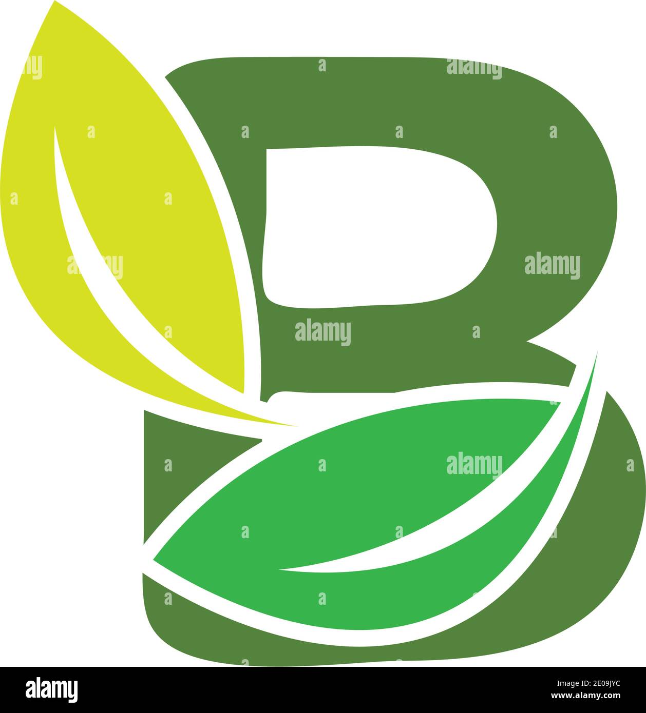 Green leaf and letter B monogram logo design vector Stock Vector Image ...