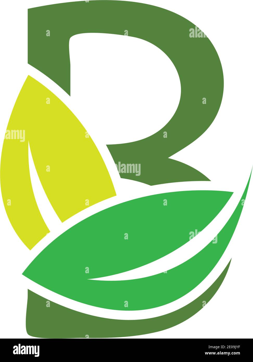 Green leaf and letter B monogram logo design vector Stock Vector Image ...