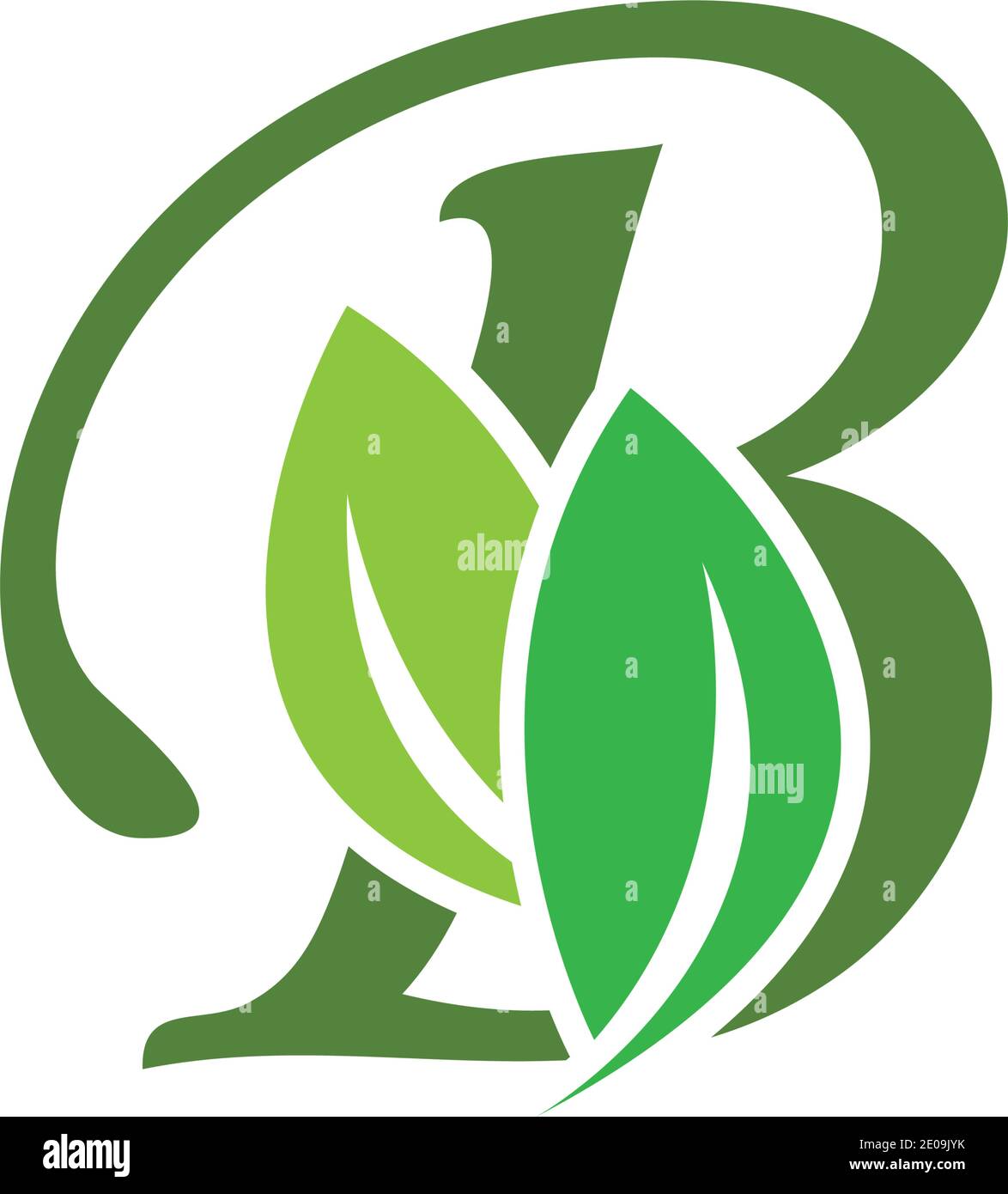 Green leaf and letter B monogram logo design vector Stock Vector Image ...