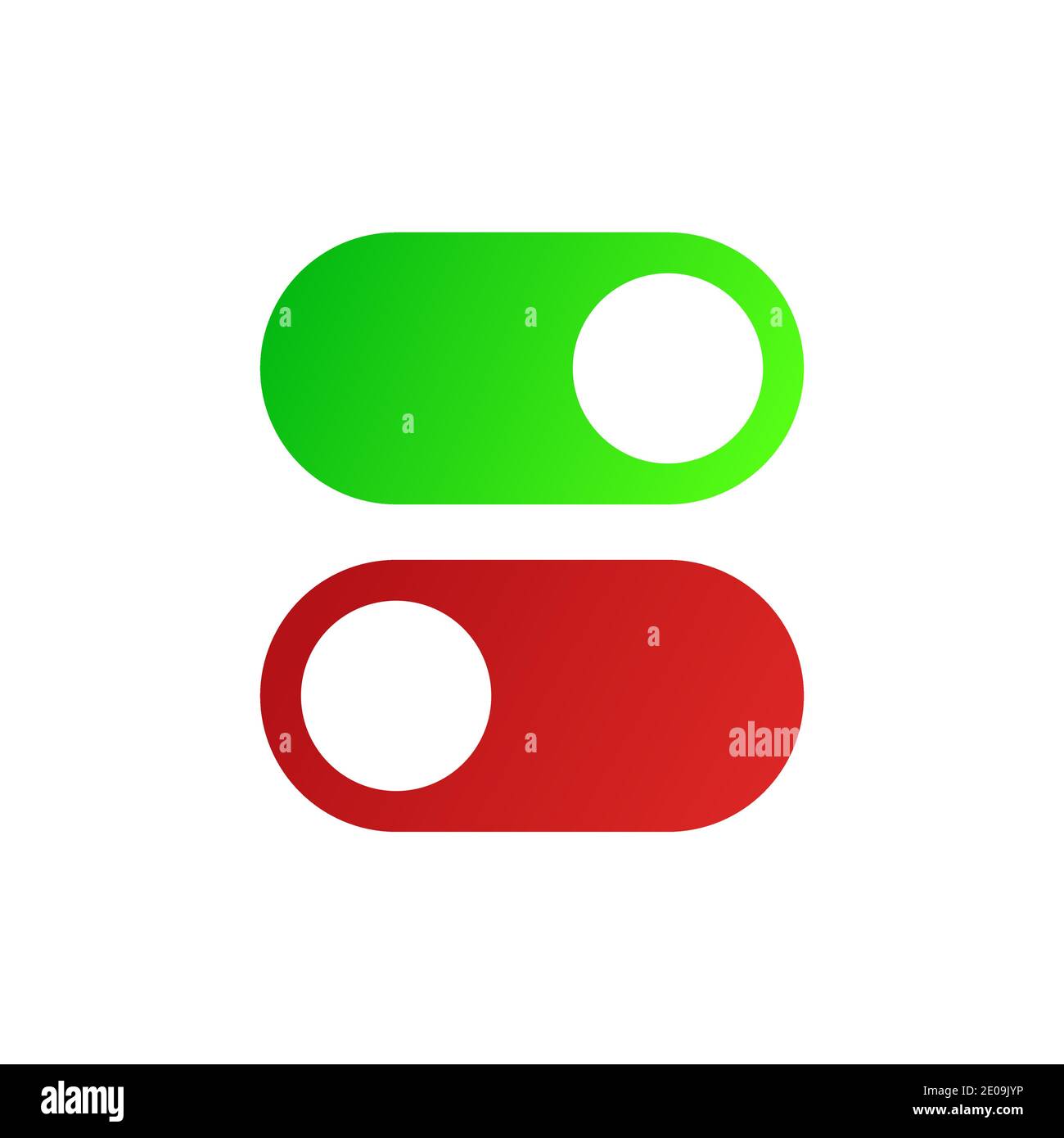 On and Off slider buttons. Red and green switch interface buttons. Vector illustration Stock ...