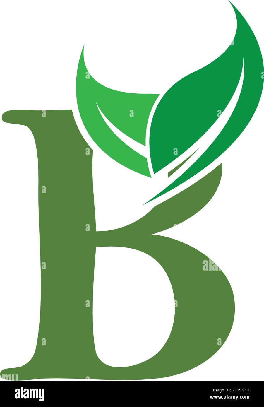 Green leaf and letter B monogram logo design vector Stock Vector Image ...