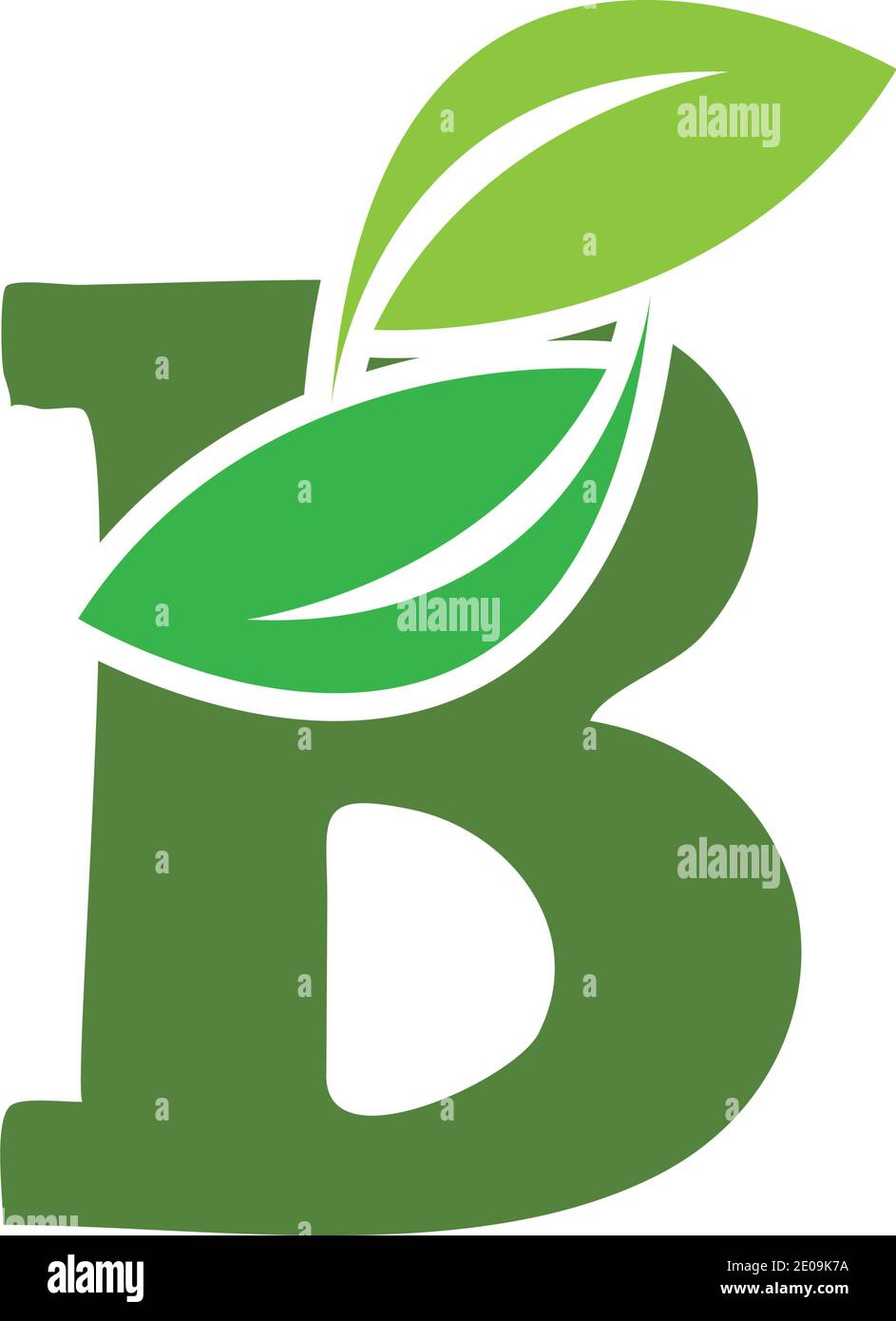 Green leaf and letter B monogram logo design vector Stock Vector Image ...