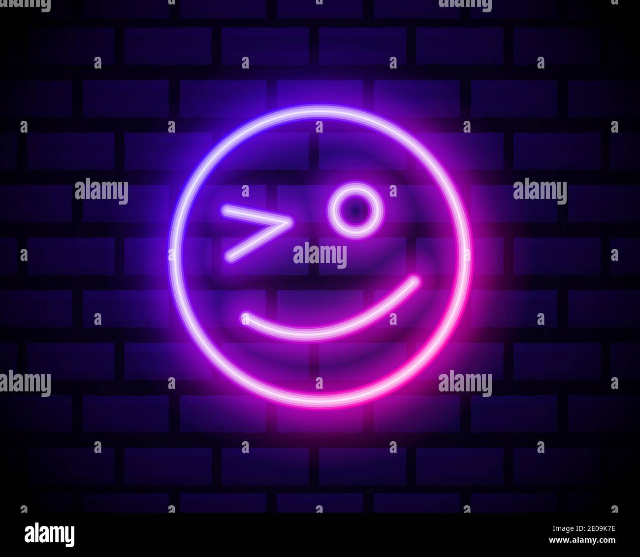 Winking Face Neon Icon Simple Thin Line Outline Vector Of Emotion