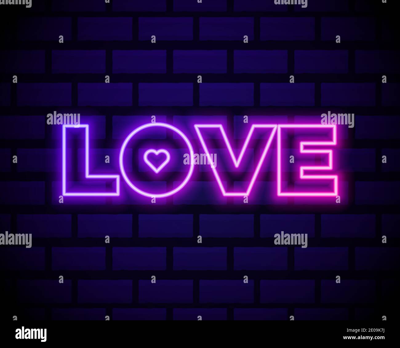 Neon realistic word 'LOVE' for advertising, vector illustration . Neon ...