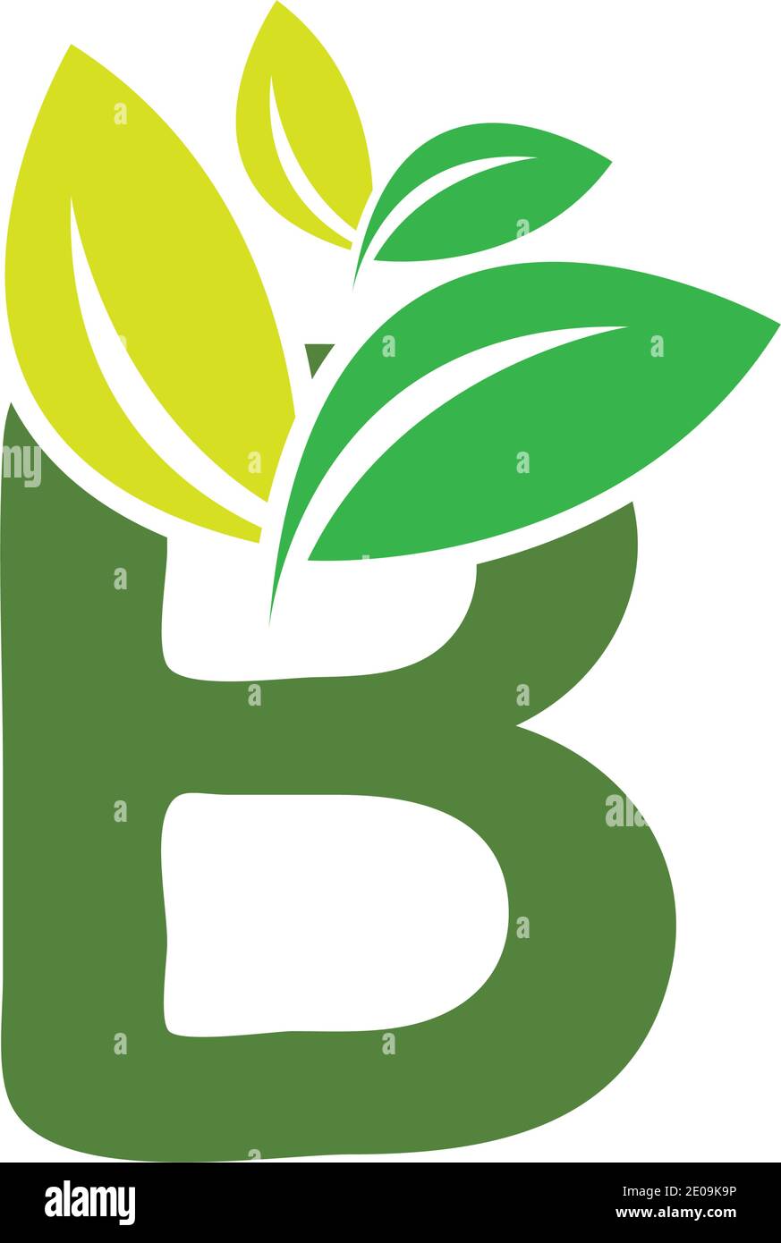 Green leaf and letter B monogram logo design vector Stock Vector Image ...