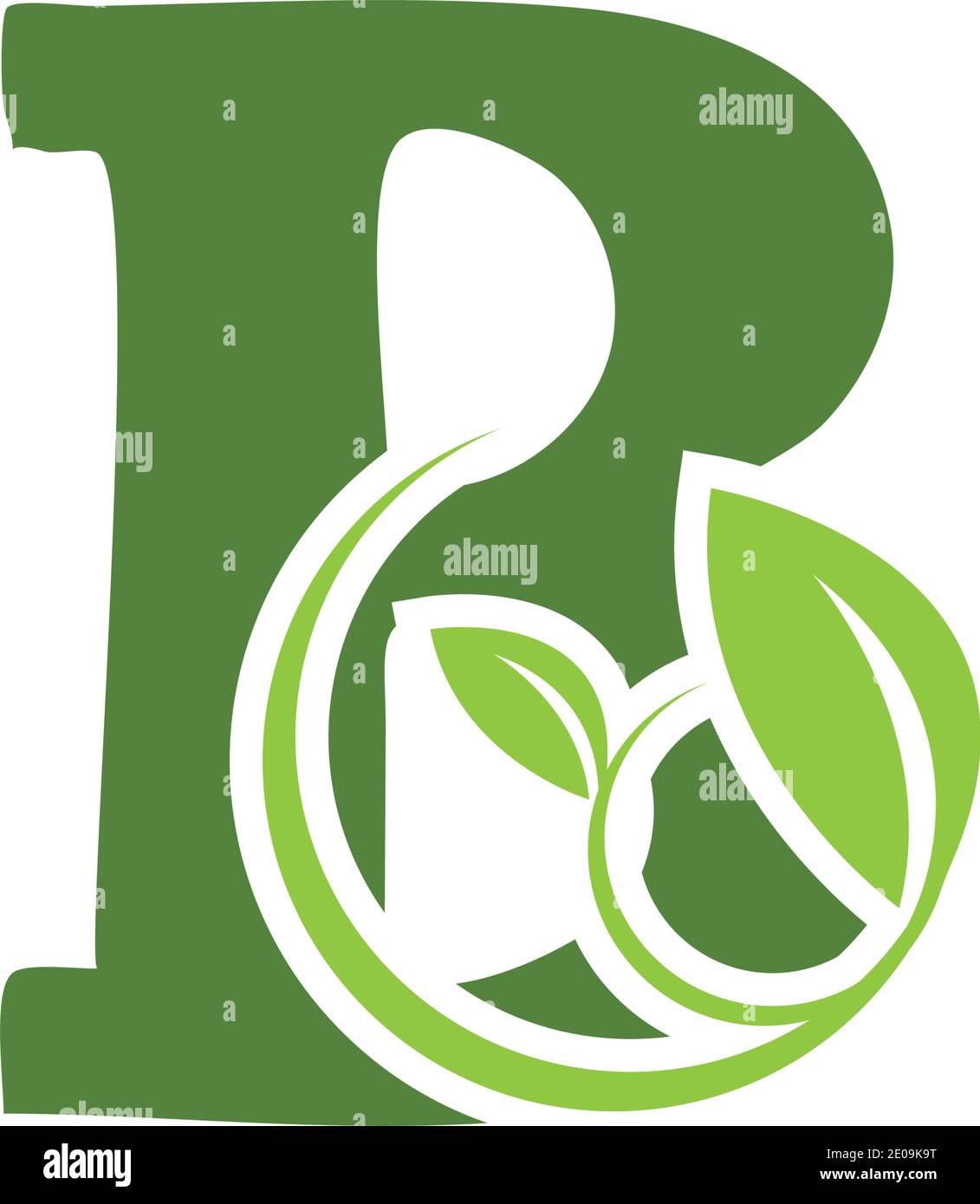 Green leaf and letter B monogram logo design vector Stock Vector Image ...