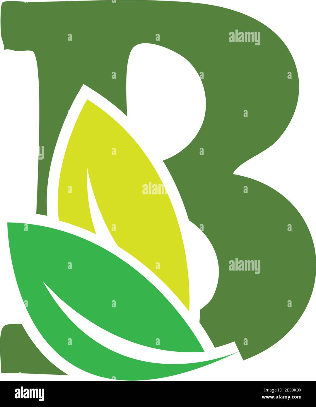 Green leaf and letter B monogram logo design vector Stock Vector Image ...