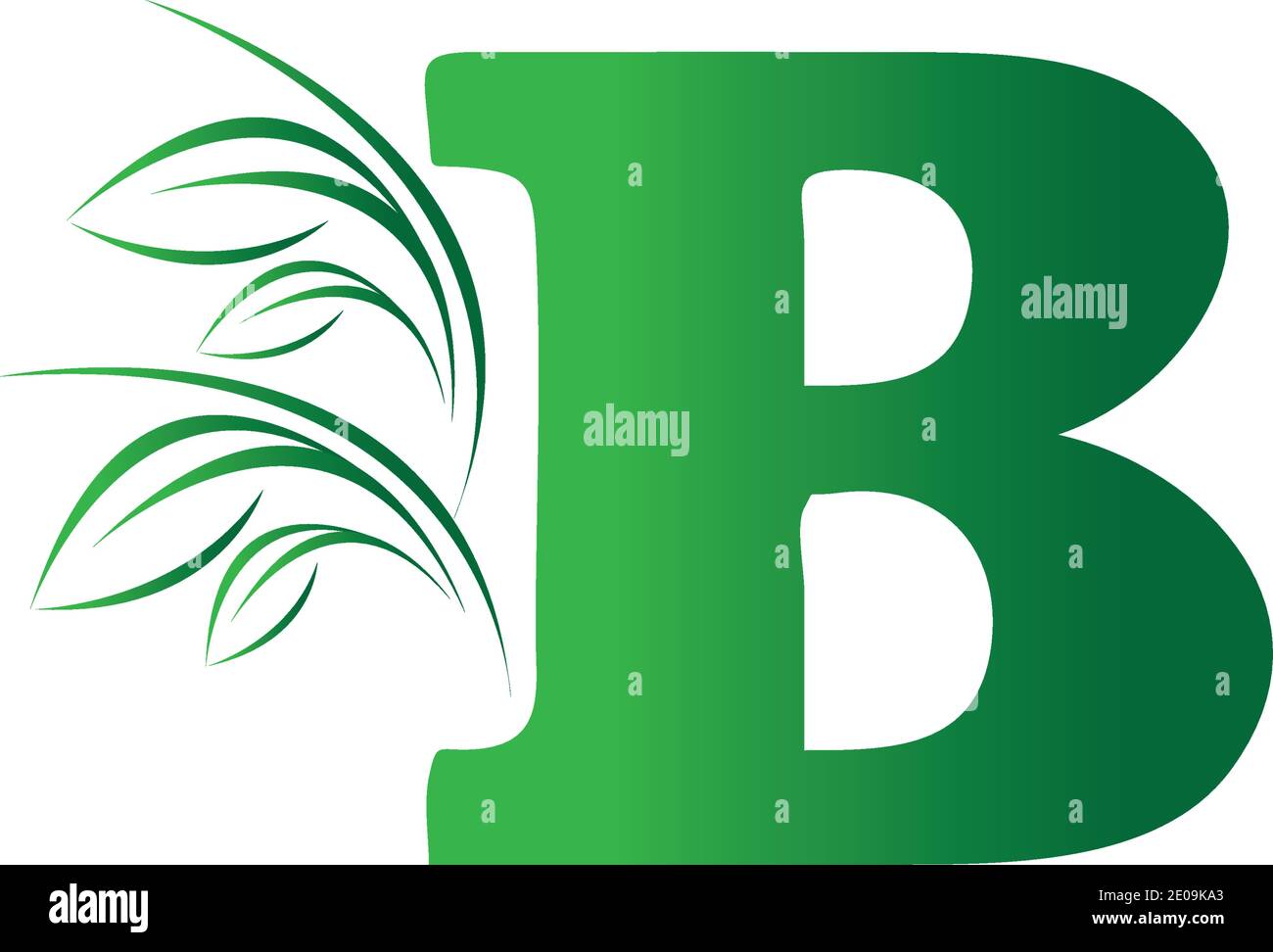 Green leaf and letter B monogram logo design vector Stock Vector Image ...