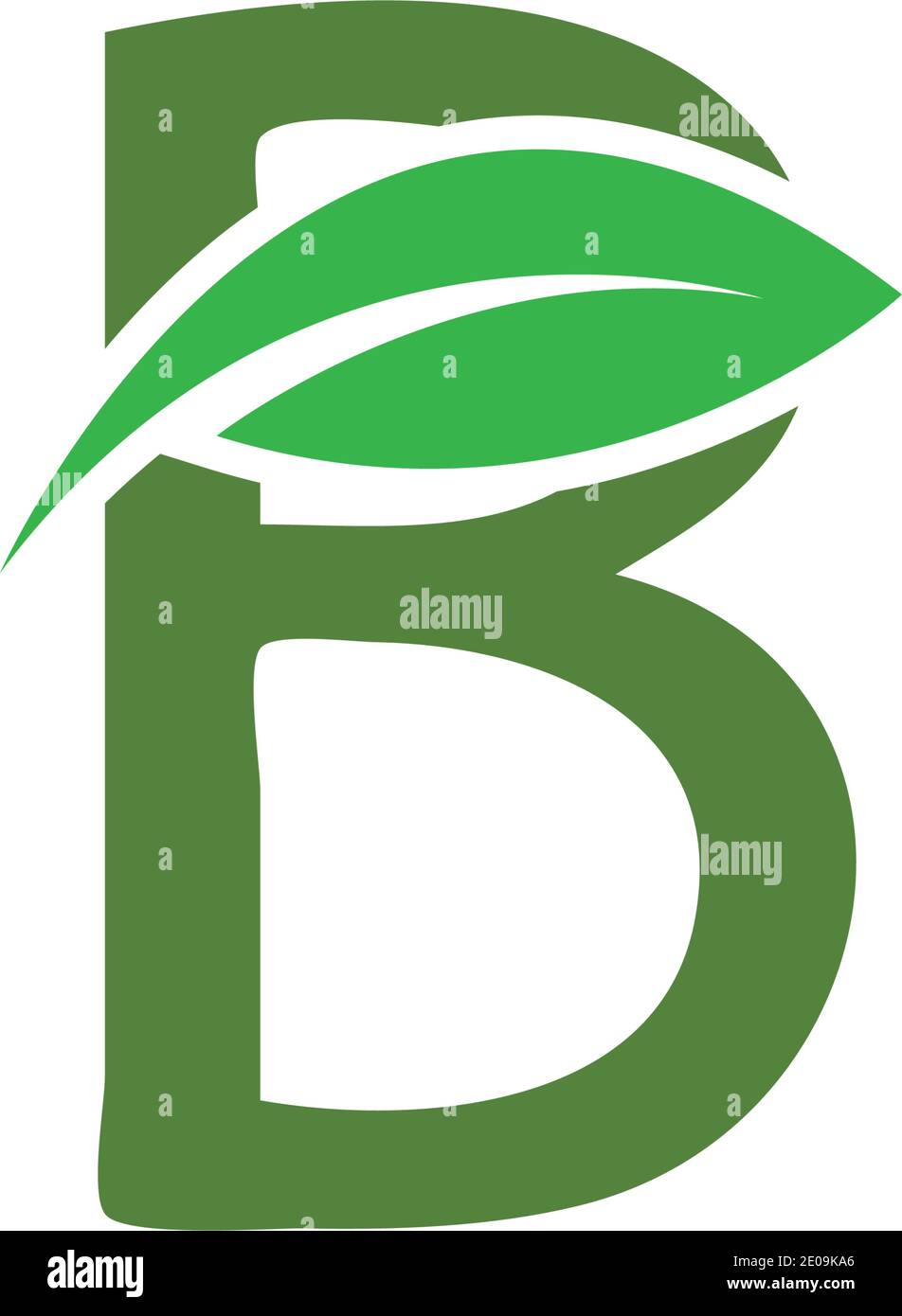 Green leaf and letter B monogram logo design vector Stock Vector Image ...