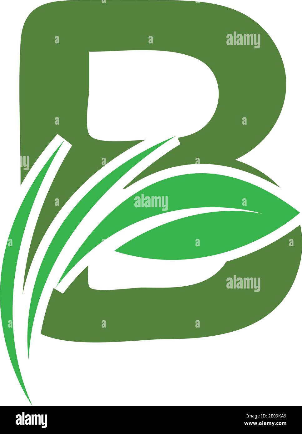 Green leaf and letter B monogram logo design vector Stock Vector Image ...