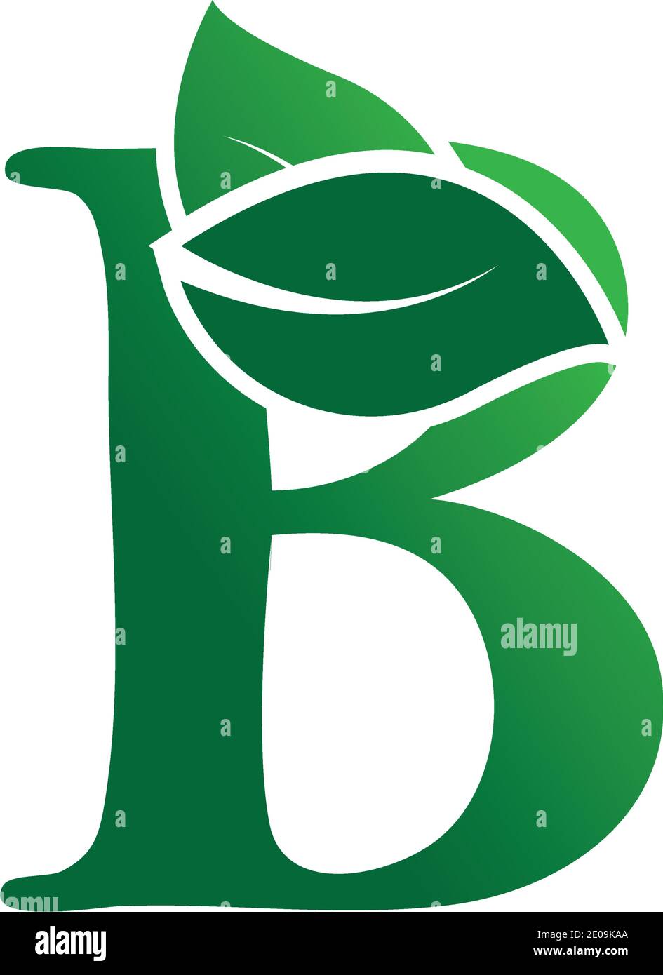 Green leaf and letter B monogram logo design vector Stock Vector Image ...