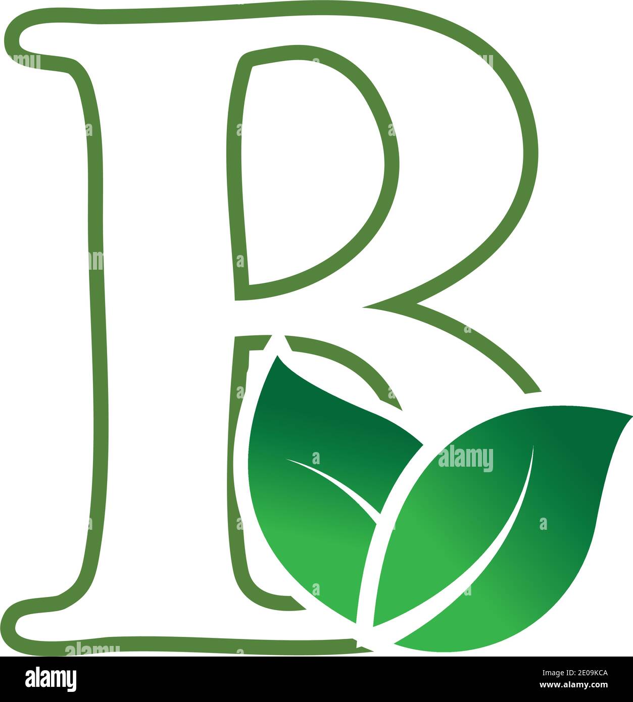 Green leaf and letter B monogram logo design vector Stock Vector Image ...