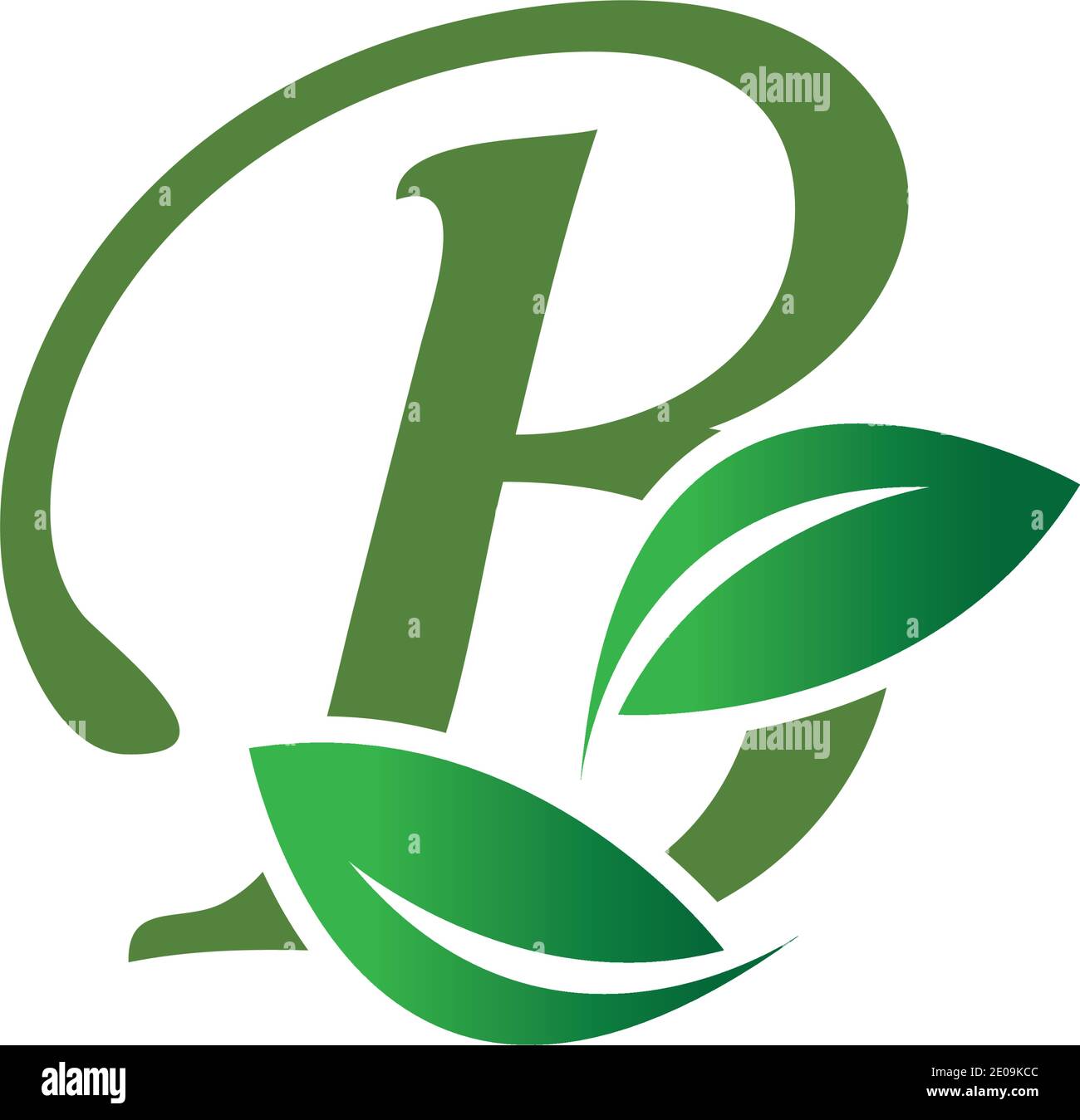 Green leaf and letter B monogram logo design vector Stock Vector Image ...