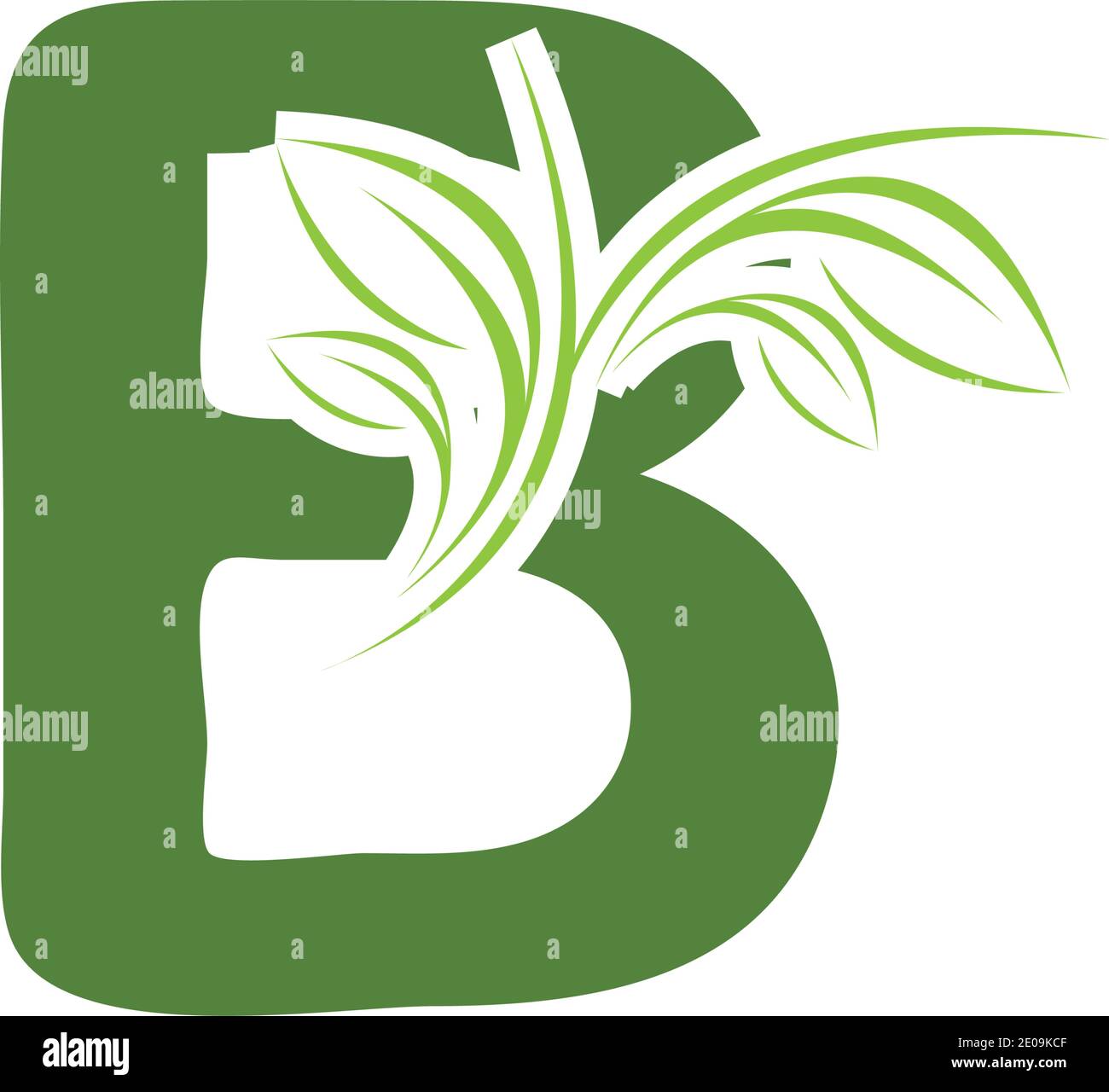 Green leaf and letter B monogram logo design vector Stock Vector Image ...