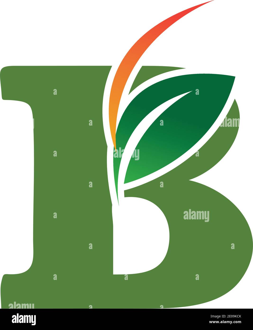 Green leaf and letter B monogram logo design vector Stock Vector Image ...