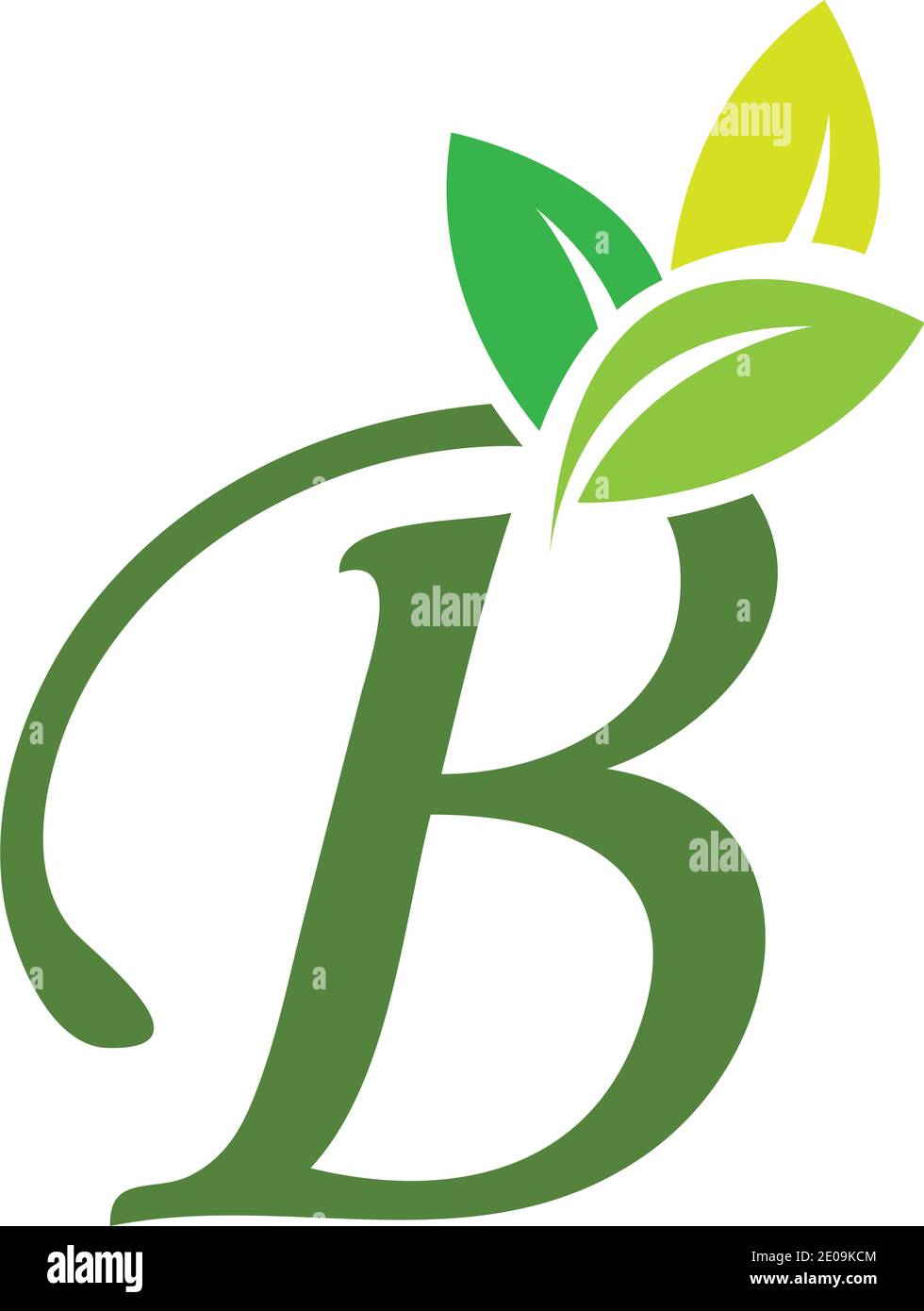 Green leaf and letter B monogram logo design vector Stock Vector Image ...