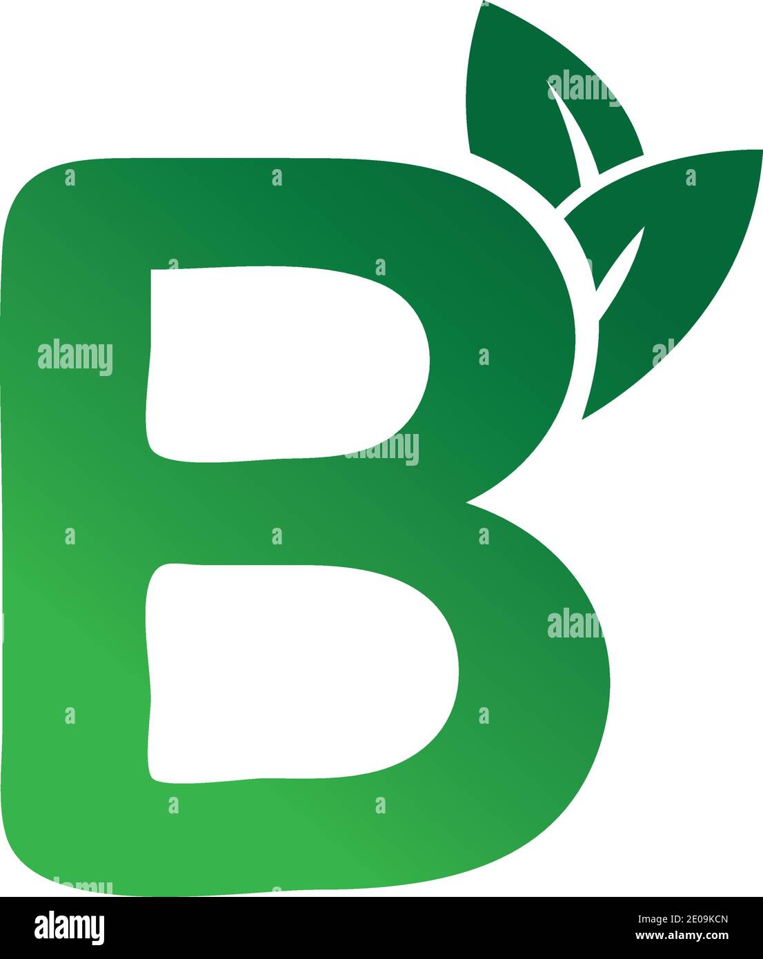 Green leaf and letter B monogram logo design vector Stock Vector Image ...