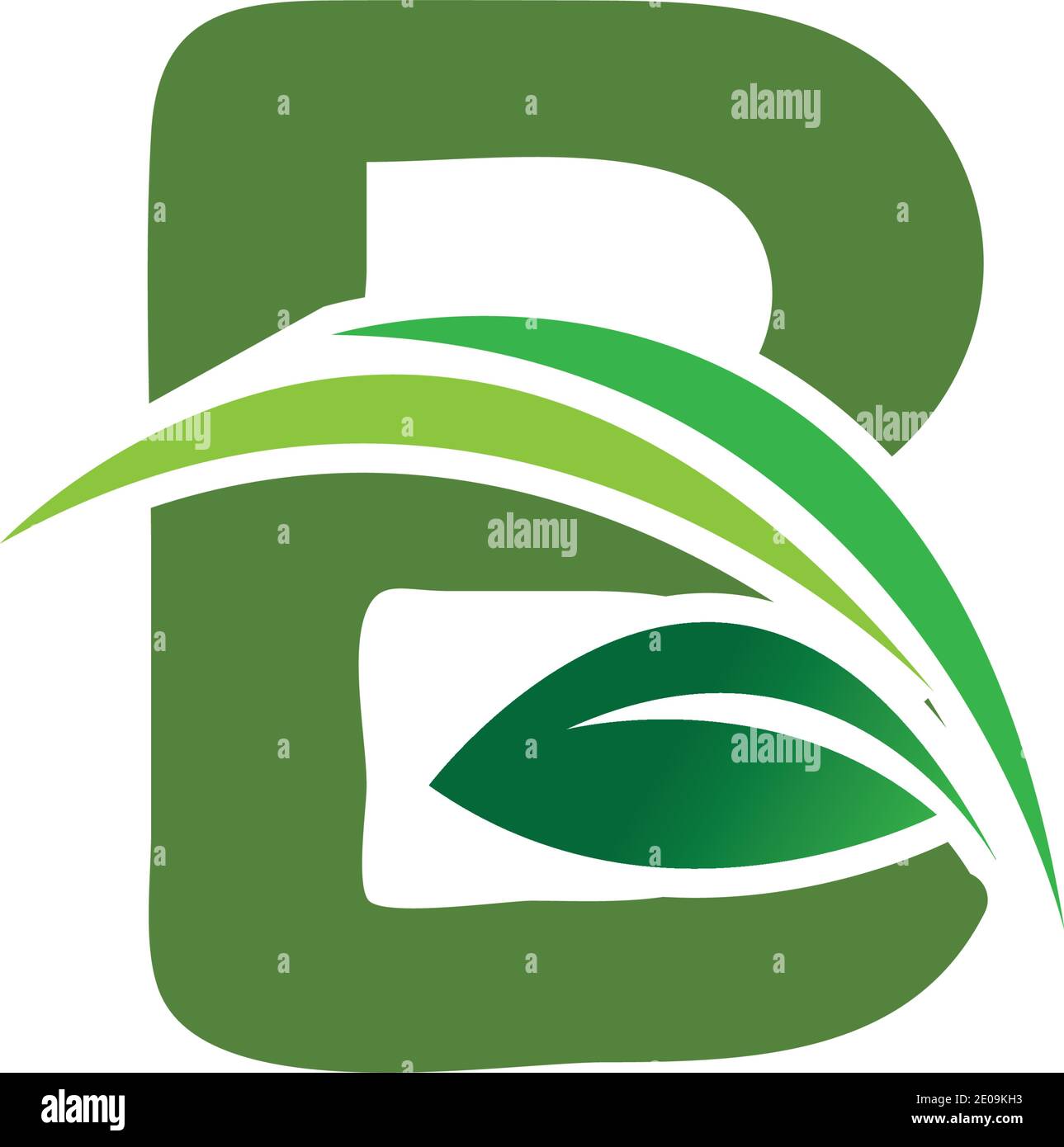 Green leaf and letter B monogram logo design vector Stock Vector Image ...