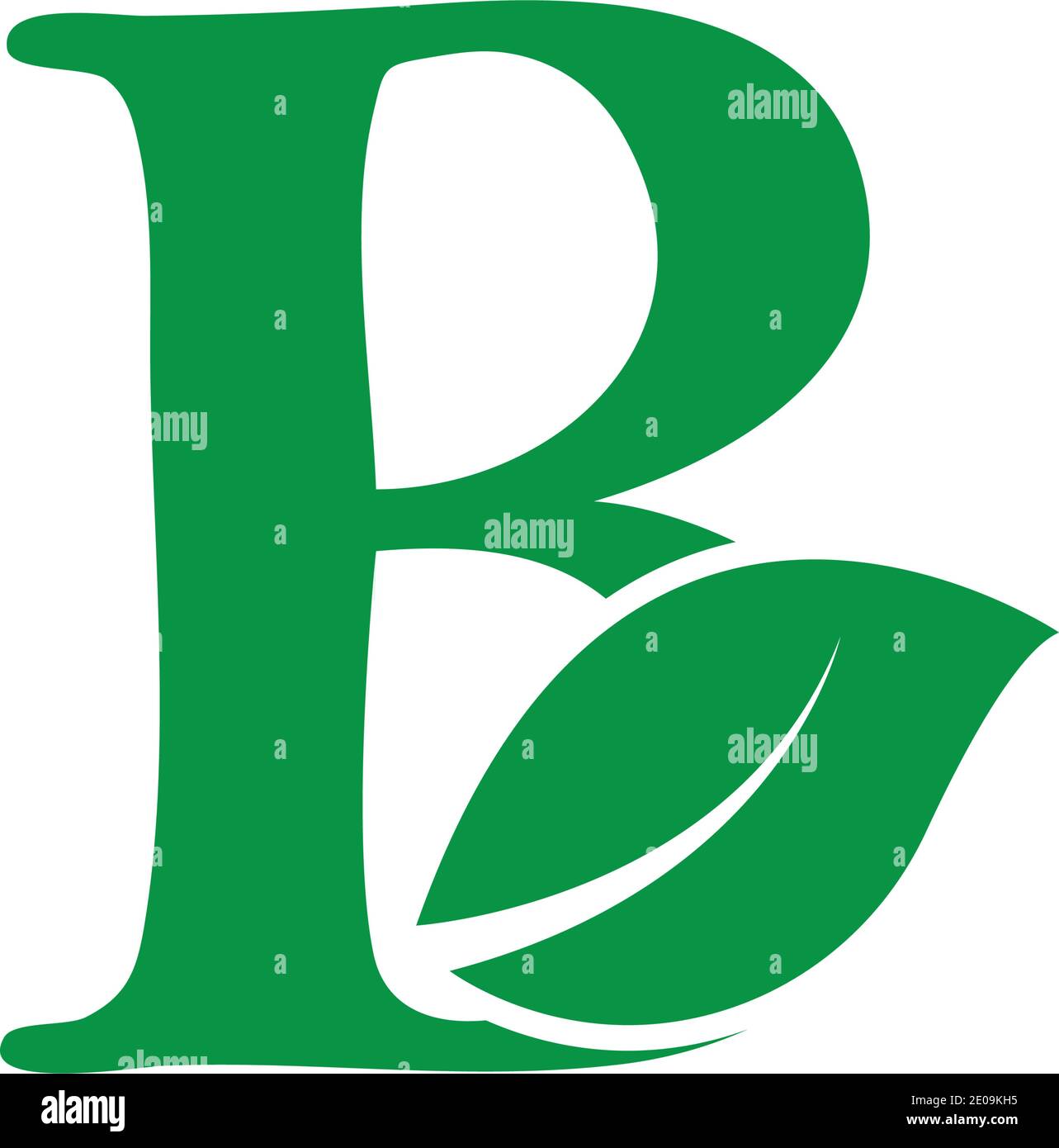 Green leaf and letter B monogram logo design vector Stock Vector Image ...