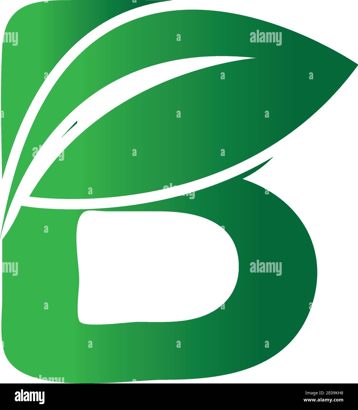 Green leaf and letter B monogram logo design vector Stock Vector Image ...
