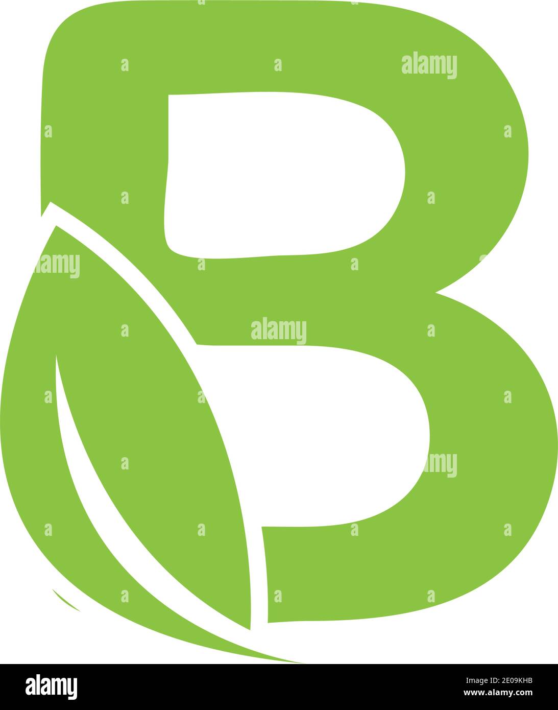 Green leaf and letter B monogram logo design vector Stock Vector Image ...