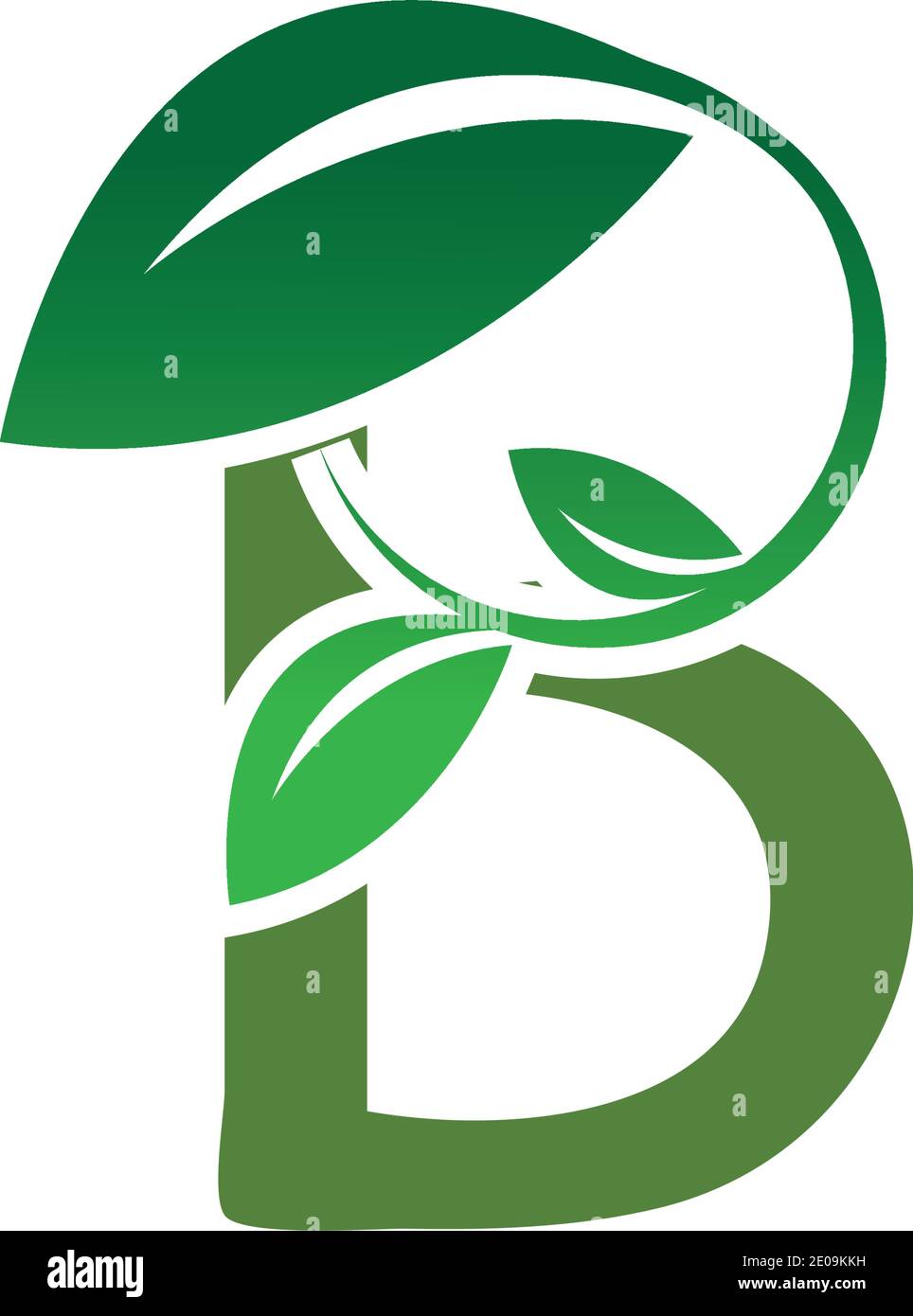Green leaf and letter B monogram logo design vector Stock Vector Image ...