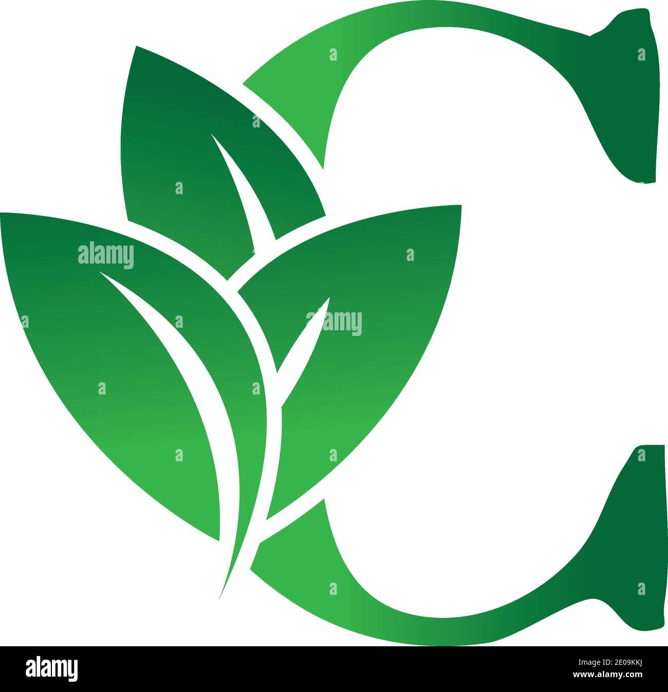 Green eco letters C logo with leaves. /symbol / alphabet / botanical ...