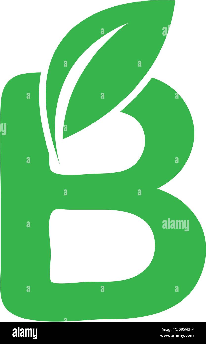 Green leaf and letter B monogram logo design vector Stock Vector Image ...