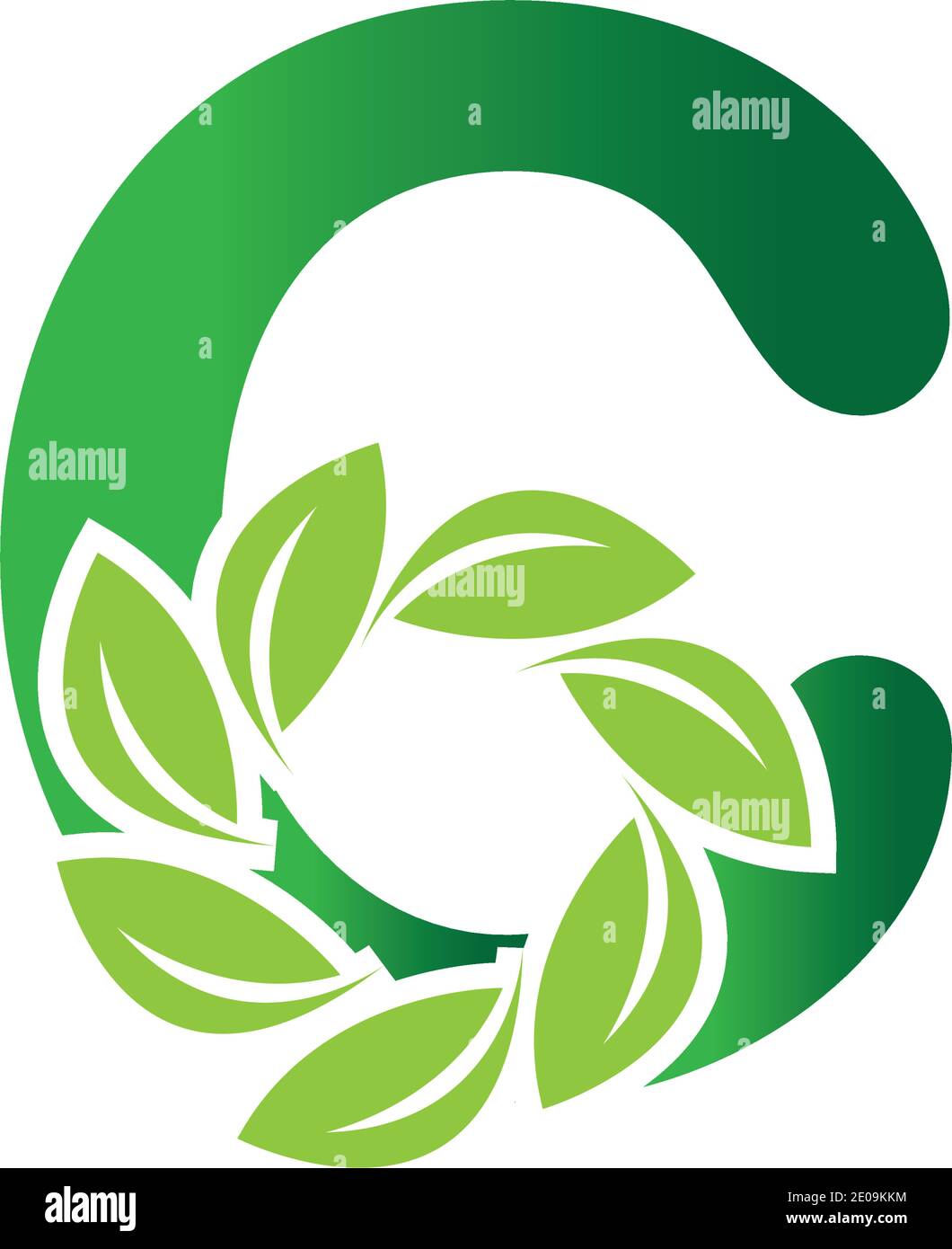 Green eco letters C logo with leaves. /symbol / alphabet / botanical ...