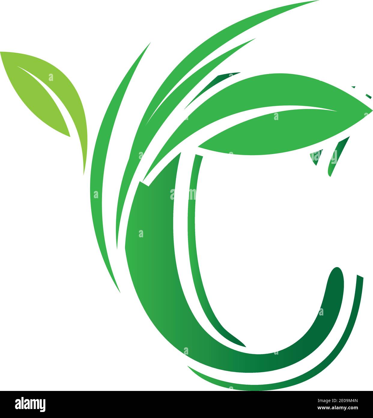 Green eco letters C logo with leaves. /symbol / alphabet / botanical ...