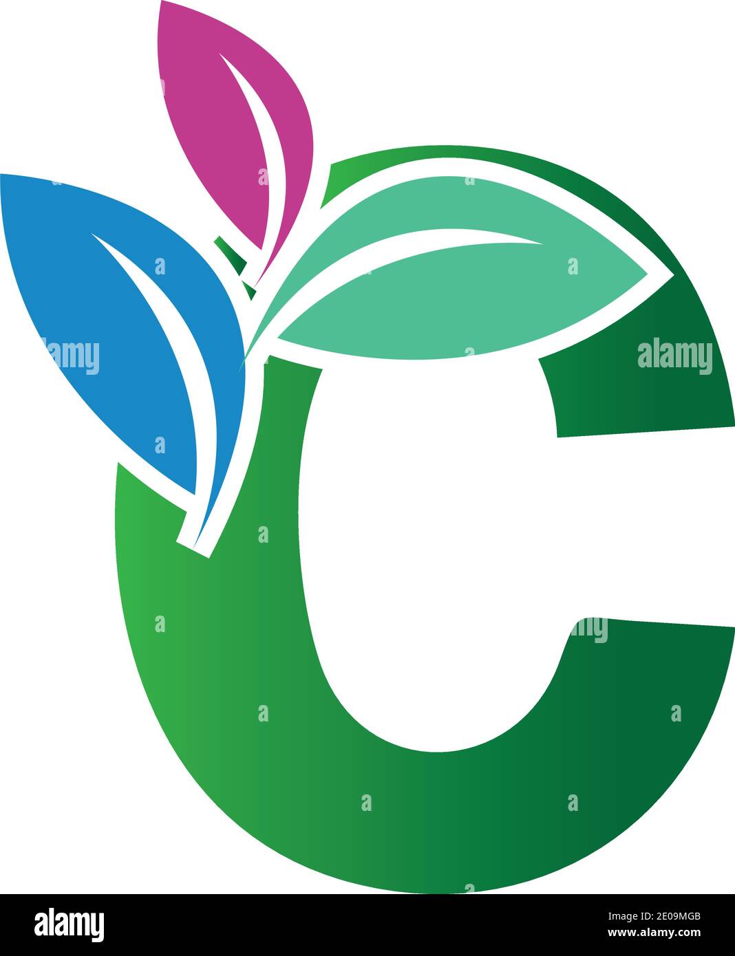 Green eco letters C logo with leaves. /symbol / alphabet / botanical ...