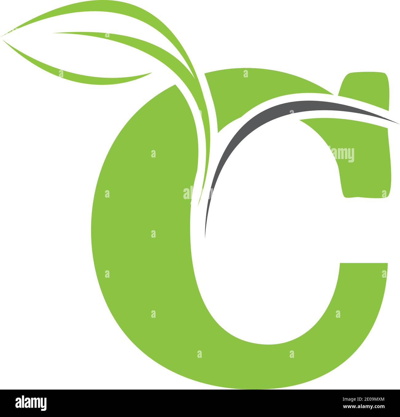 Green eco letters C logo with leaves. /symbol / alphabet / botanical ...