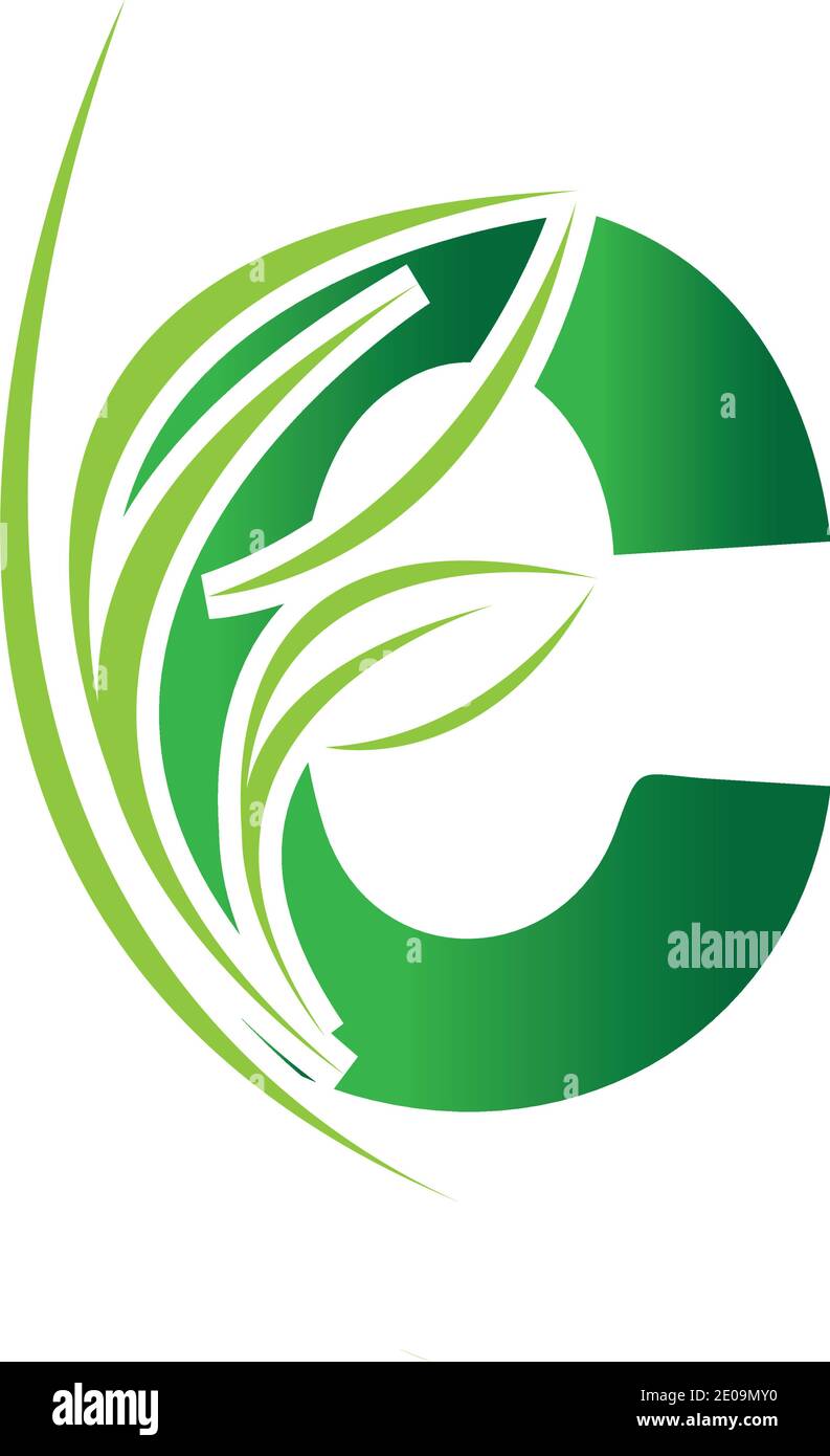 Green eco letters C logo with leaves. /symbol / alphabet / botanical ...