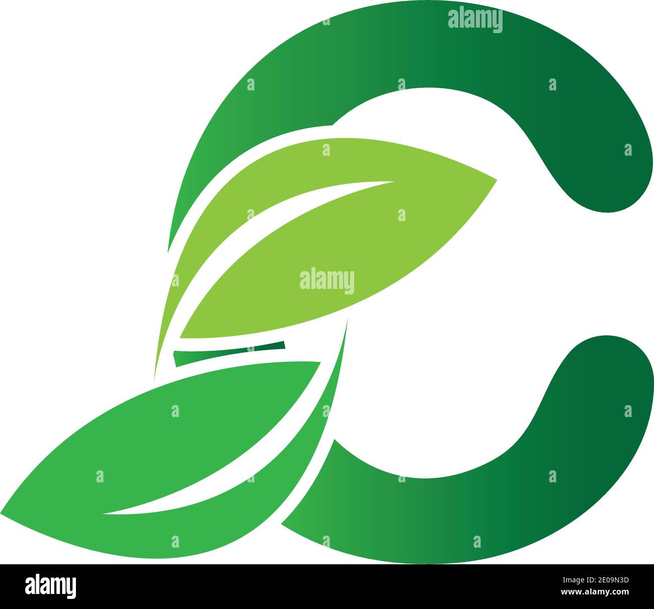 Green eco letters C logo with leaves. /symbol / alphabet / botanical ...