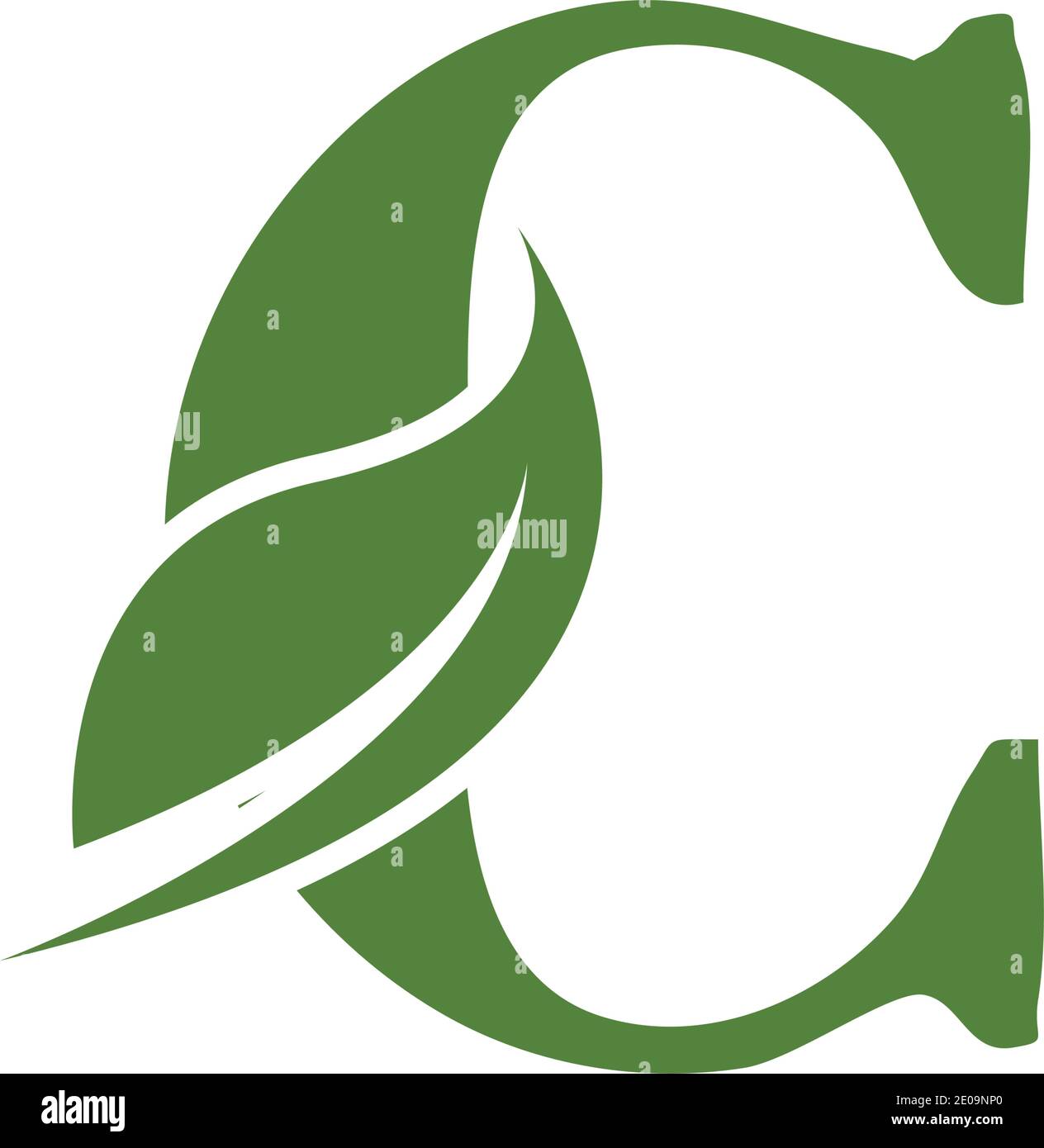 Green eco letters C logo with leaves. /symbol / alphabet / botanical ...