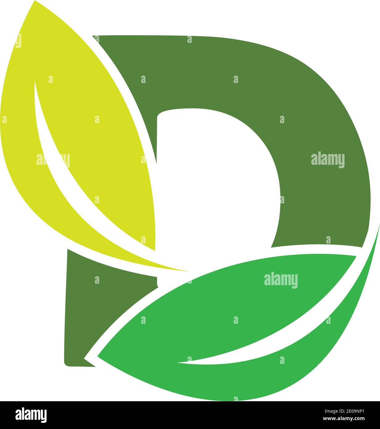 Green eco letters D logo with leaves. /symbol / alphabet / botanical ...