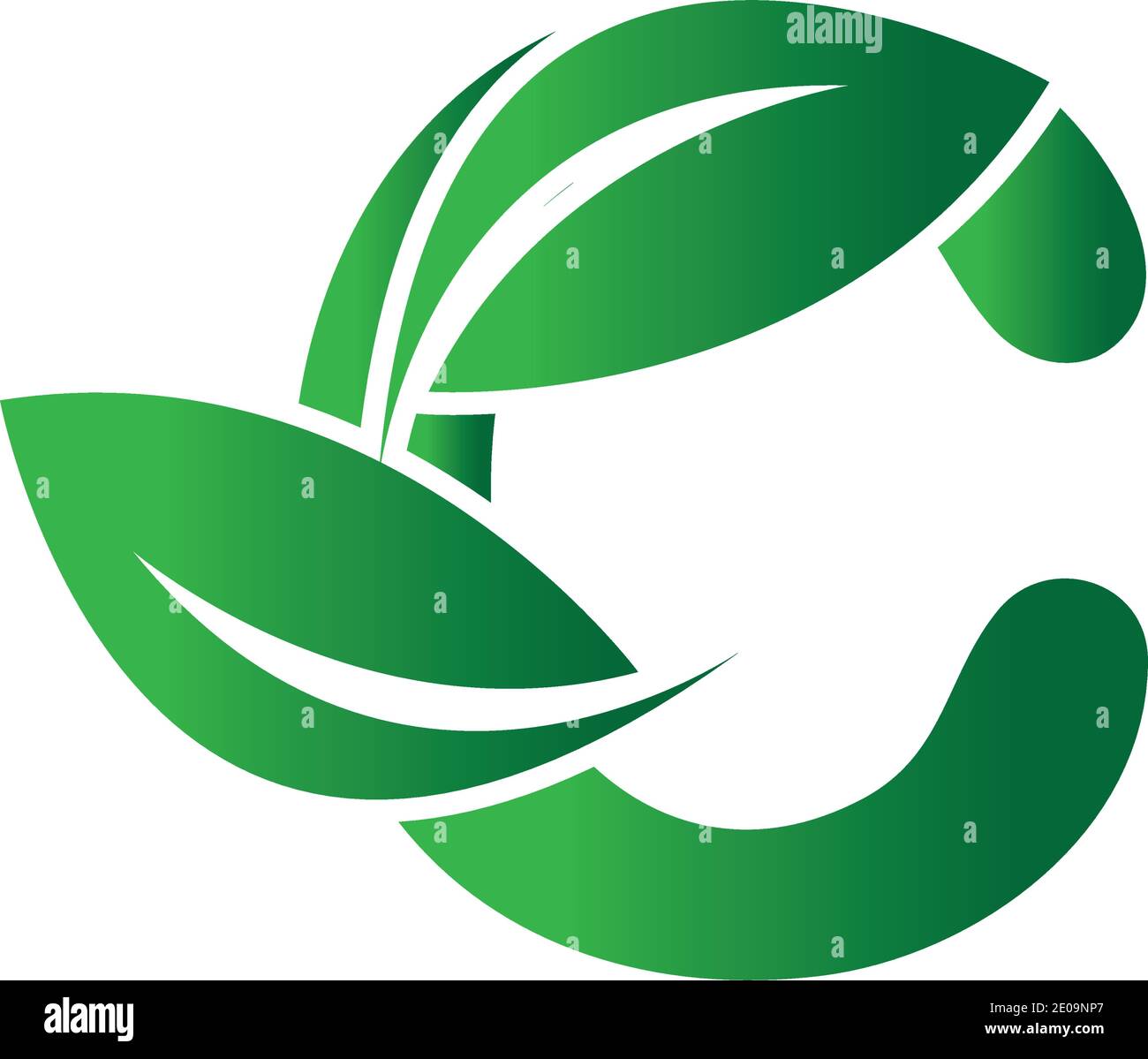Green eco letters C logo with leaves. /symbol / alphabet / botanical ...