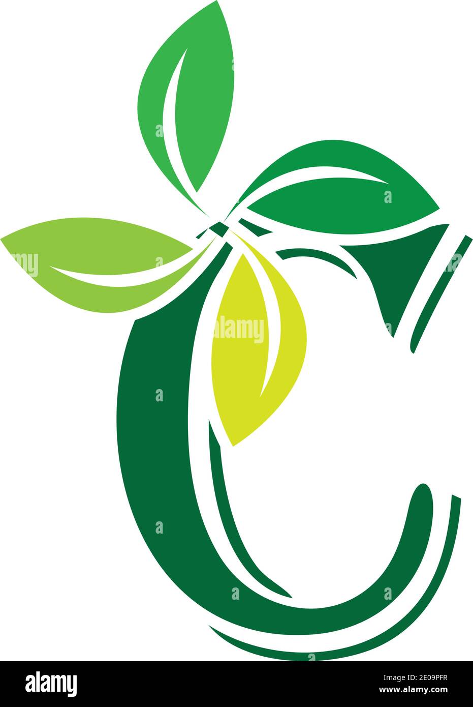 Green eco letters C logo with leaves. /symbol / alphabet / botanical ...