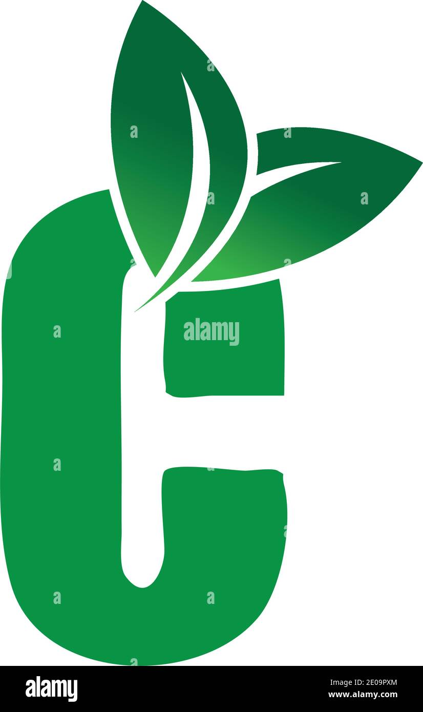 Green eco letters C logo with leaves. /symbol / alphabet / botanical ...