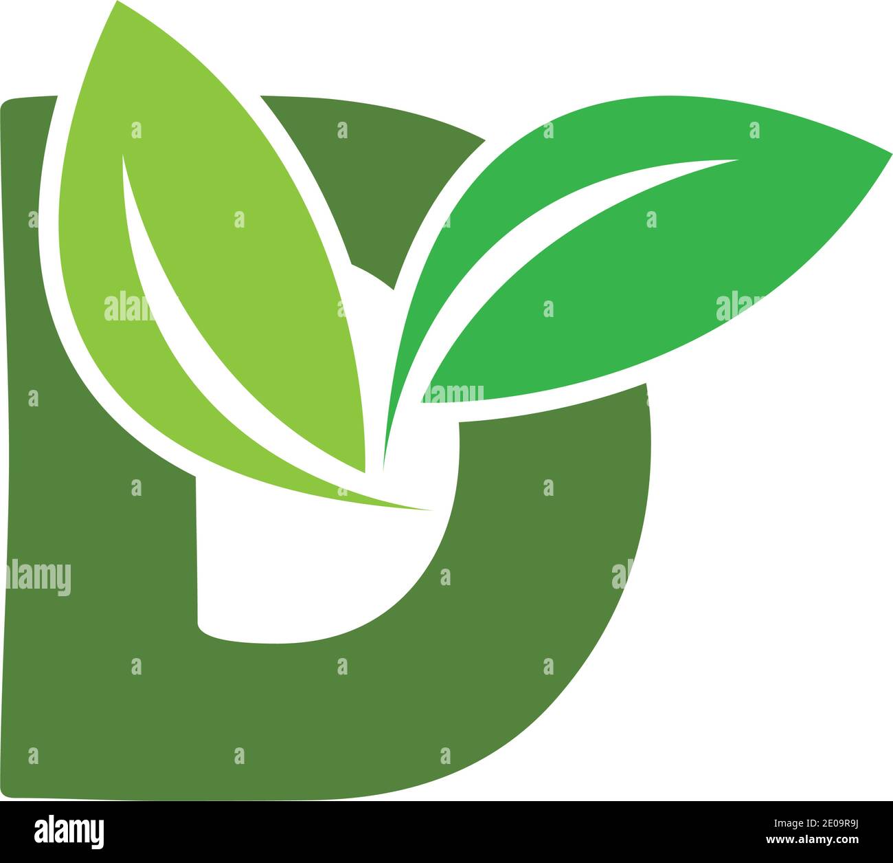 Green eco letters D logo with leaves. /symbol / alphabet / botanical ...