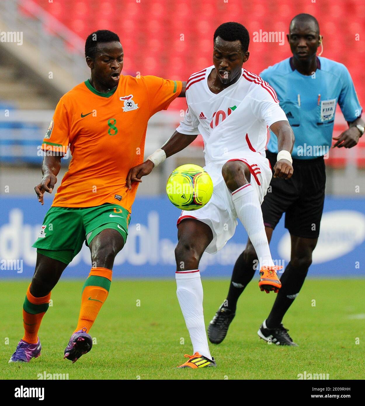 Zambia's Isaac Chansa and Sudan's Mohanned Al Tahir during the 2012 ...