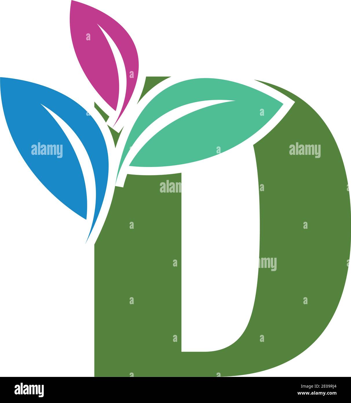 Green eco letters D logo with leaves. /symbol / alphabet / botanical / natural Stock Vector ...