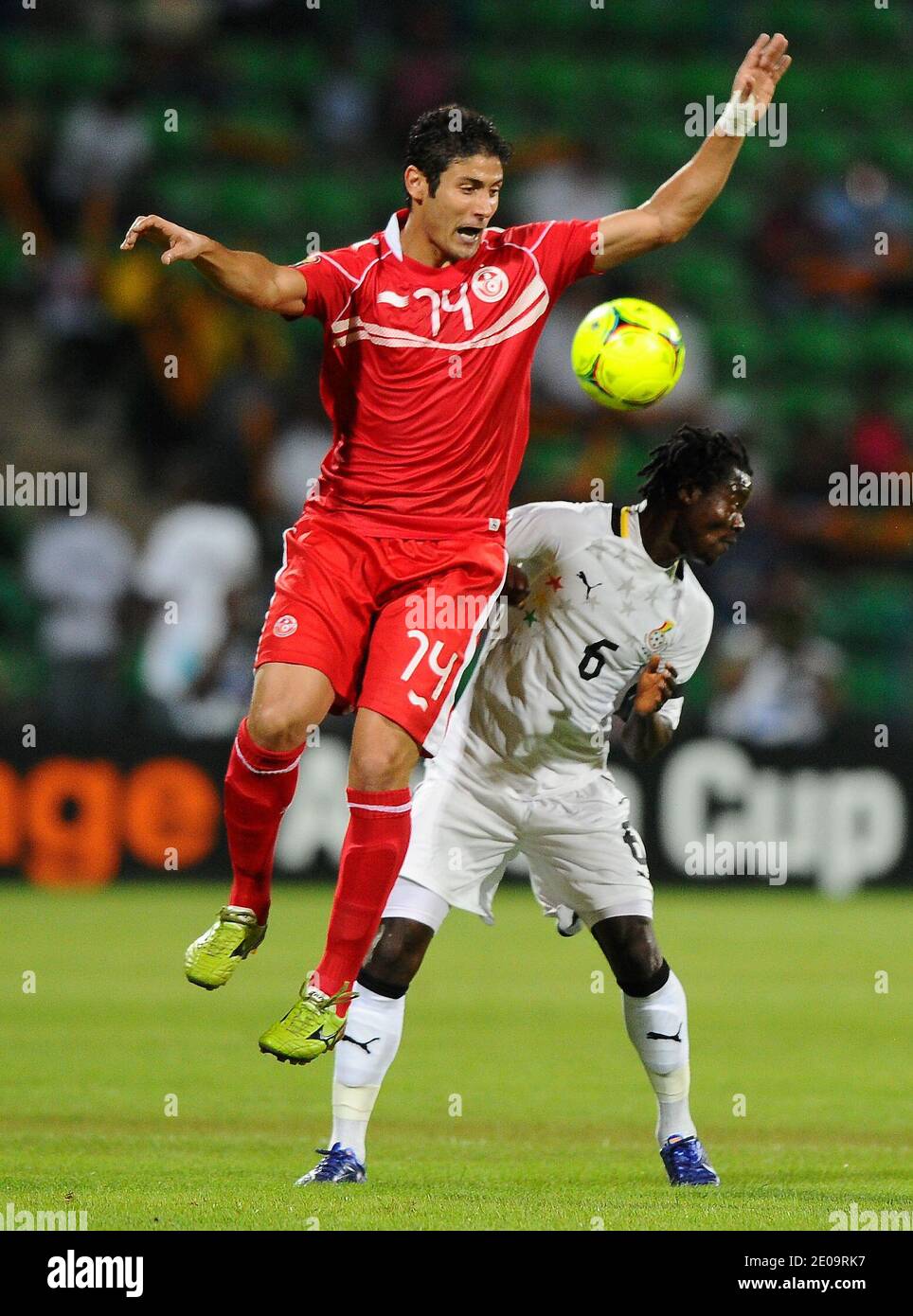Tunisia's Alhassan Masahudu and Ghana's Anthony Annan during the 2012 ...