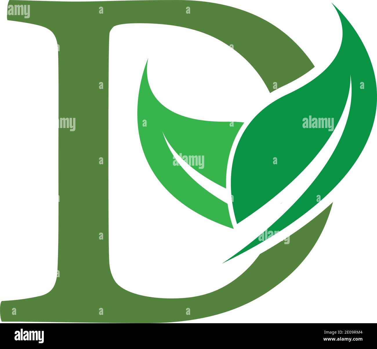 Green eco letters D logo with leaves. /symbol / alphabet / botanical ...
