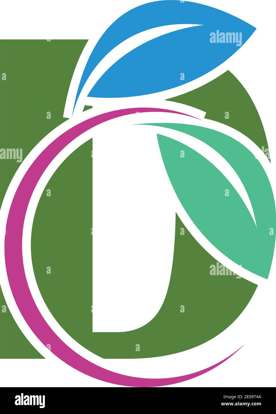 Green eco letters D logo with leaves. /symbol / alphabet / botanical ...