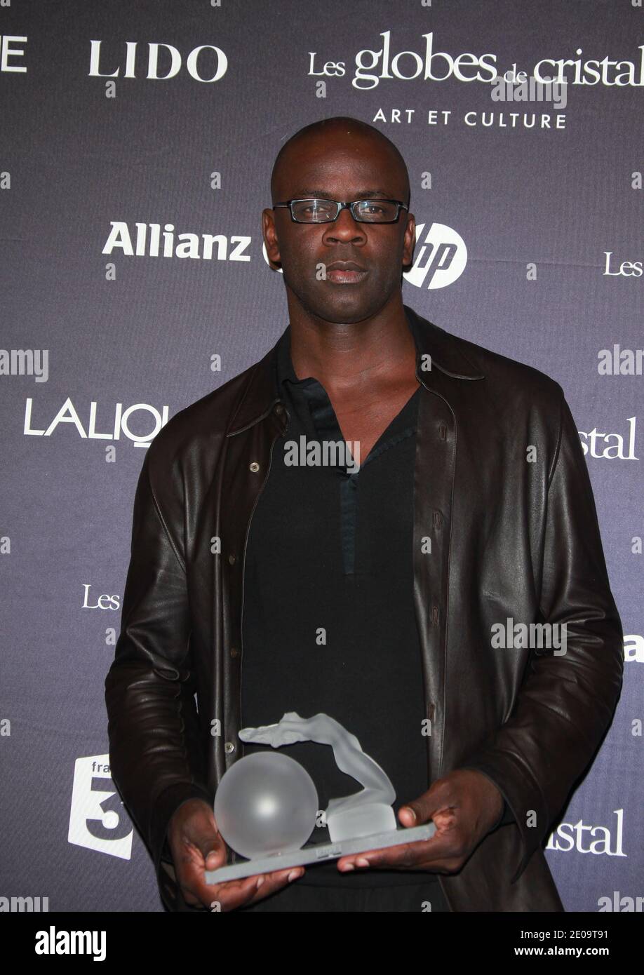 Lilian Thuram posing in the press room at the 7th 'Globes de Cristal ...