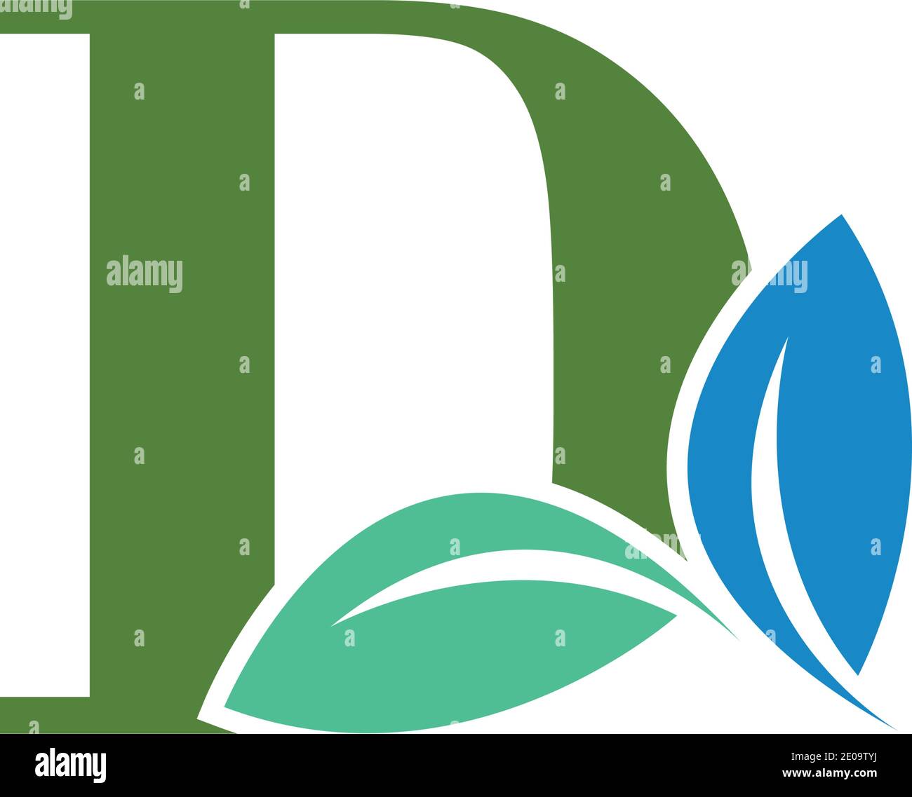Green eco letters D logo with leaves. /symbol / alphabet / botanical ...