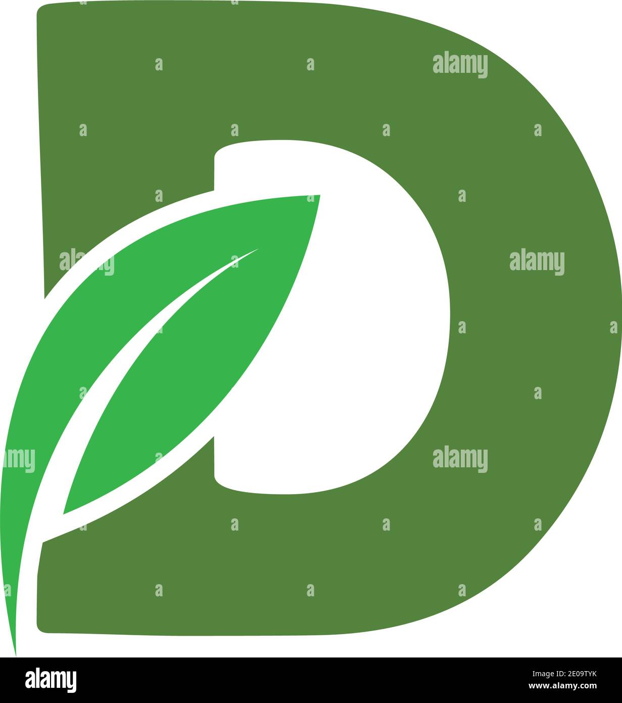 Green eco letters D logo with leaves. /symbol / alphabet / botanical ...