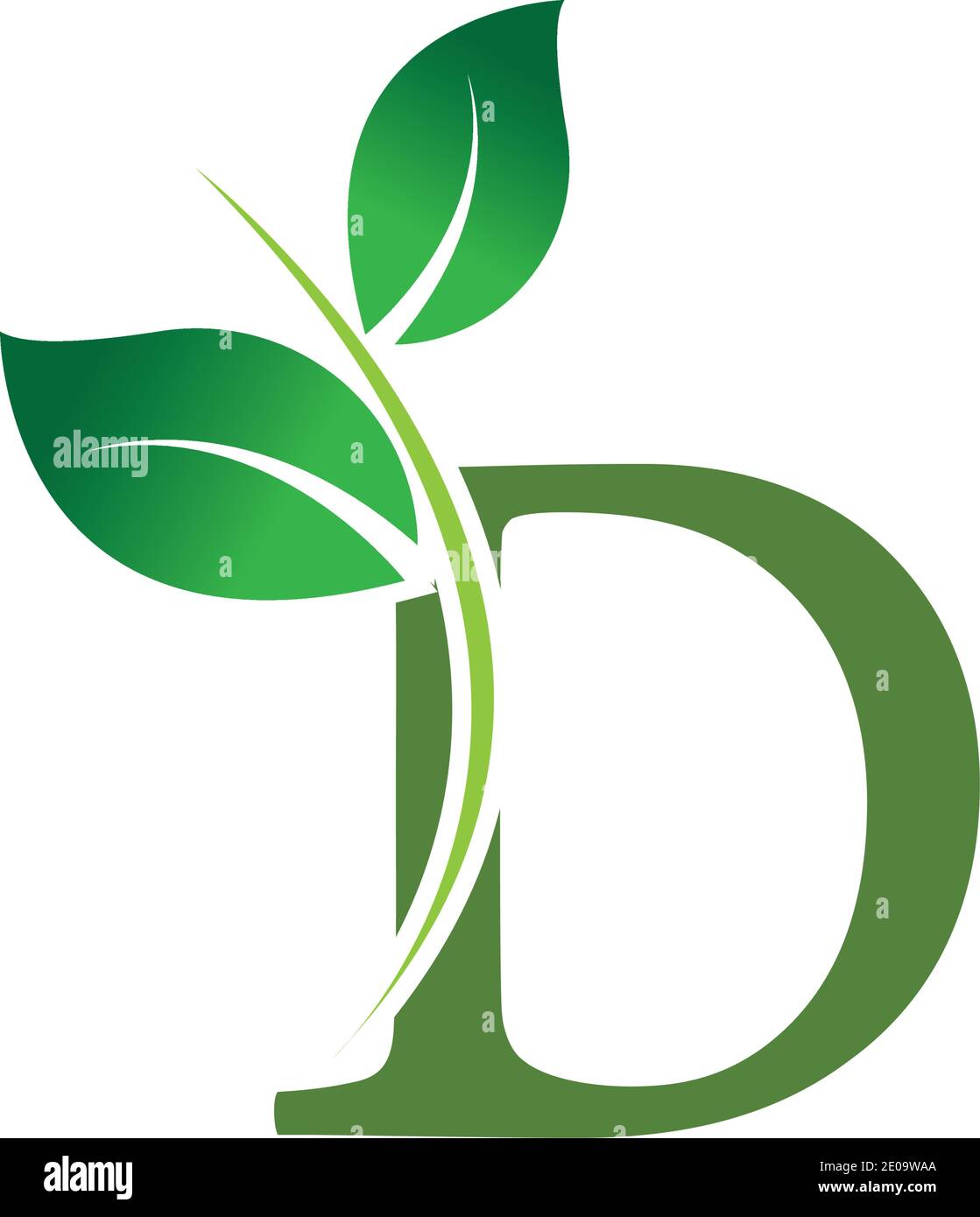 Green eco letters D logo with leaves. /symbol / alphabet / botanical ...